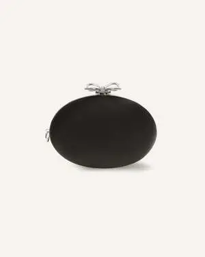 SELF-PORTRAIT Oval Satin Clutch - Black
