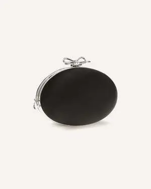 SELF-PORTRAIT Oval Satin Clutch - Black