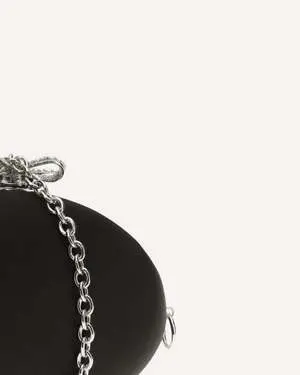 SELF-PORTRAIT Oval Satin Clutch - Black