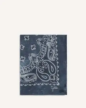 GOLDEN GOOSE Golden Paisley Printed Silk Scarf Blue