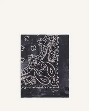 GOLDEN GOOSE Golden Paisley Printed Silk Scarf Grey