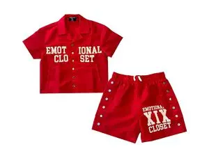Mixed Emotion Backyard Nylon Short Set - Red
