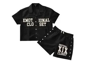 Mixed Emotion Backyard Nylon Short Set - Black