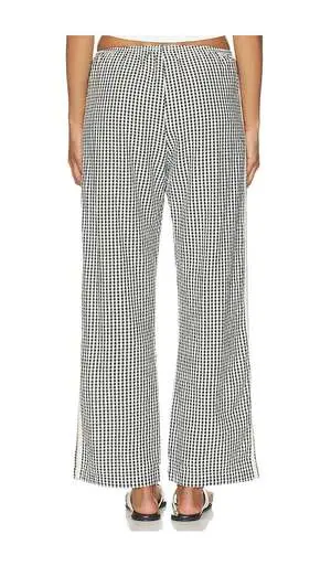 Donni. The Cotton Gingham Stripe Crop Pant In Black