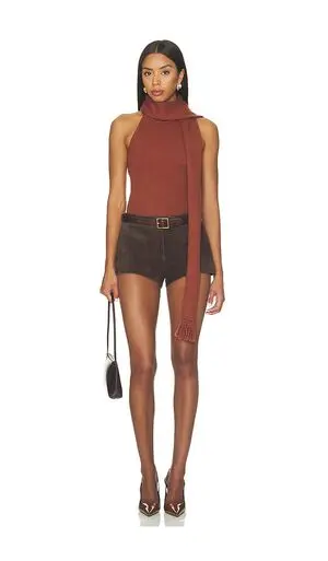 SEROYA Austyn Knit Top In Brown