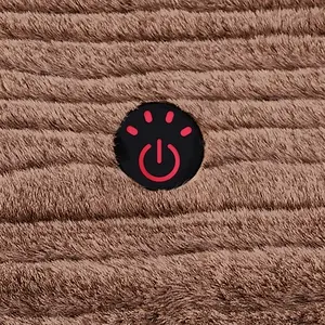 BROOKSTONE Fine Lines Faux Fur Heated Blanket