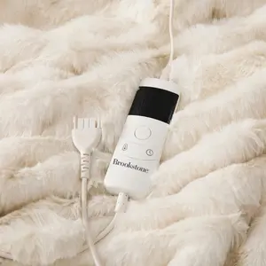 BROOKSTONE Bubble Faux Fur Heated Blanket, Full/queen