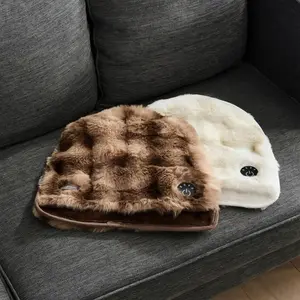 BROOKSTONE Bubble Faux Fur Heated Foot Warmer - Brown