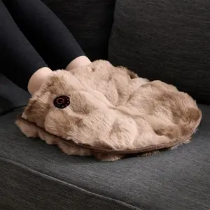 BROOKSTONE Bubble Faux Fur Heated Foot Warmer - Brown
