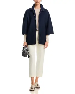 Eleventy Zip Front Wool Blend Cape Jacket