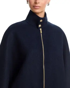 Eleventy Zip Front Wool Blend Cape Jacket