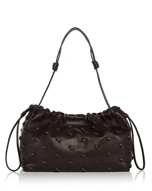 A.L.C. Arlo Embellished Leather Shoulder Bag - Ganache