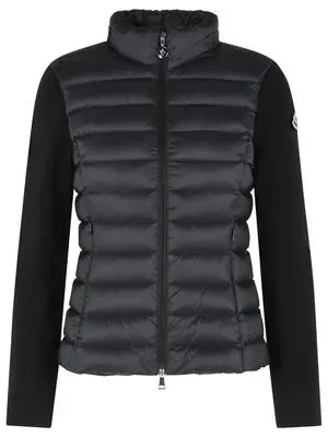 Moncler Padded Virgin Wool Cardigan With Zip - Black