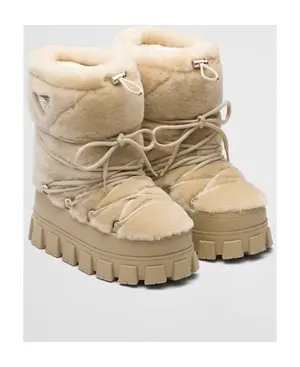 Prada Logo Plaque Chunky Ankle Boots