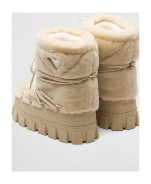 Prada Logo Plaque Chunky Ankle Boots
