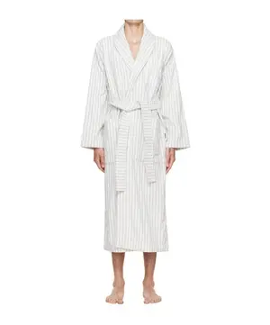 TEKLA Terry Classic Bathrobe - White/blue