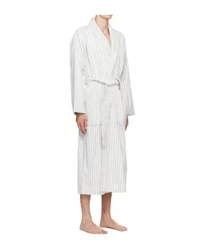 TEKLA Terry Classic Bathrobe - White/blue