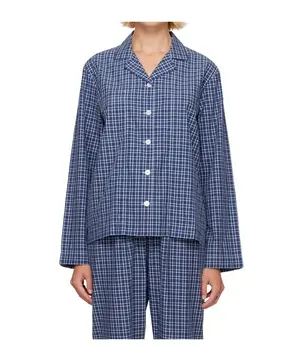 TEKLA Plaid Pajamas - Navy Blue