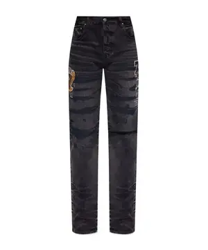 Amiri Distressed Straight-leg Jeans - Black
