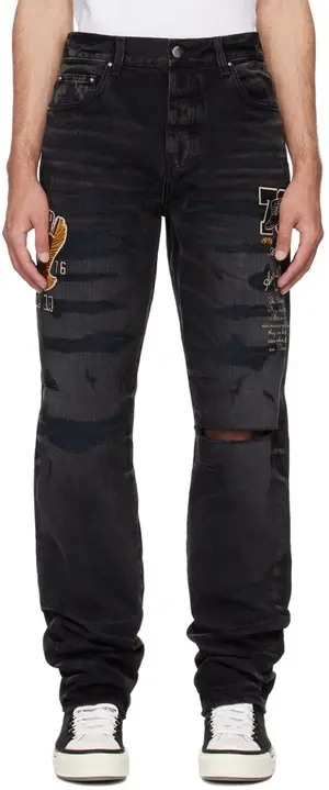 Amiri Distressed Straight-leg Jeans