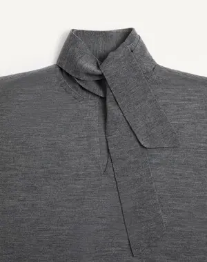 Valentino Garavani Long-sleeved Fine Knit Sweater With Decorative Bow - Grey