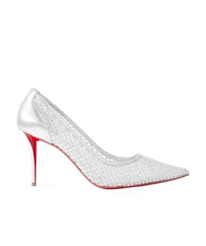 CHRISTIAN LOUBOUTIN Apostropha 80 Crystal-embellished Mesh Pumps - Silver