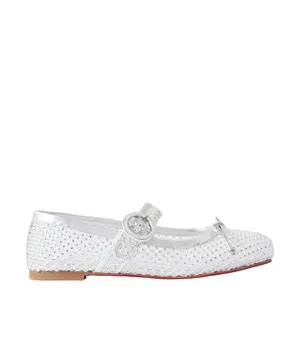 CHRISTIAN LOUBOUTIN Crystal-embellished Mesh Ballet Flats - White