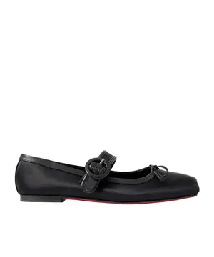 CHRISTIAN LOUBOUTIN Buckled Square Toe Ballet Flats