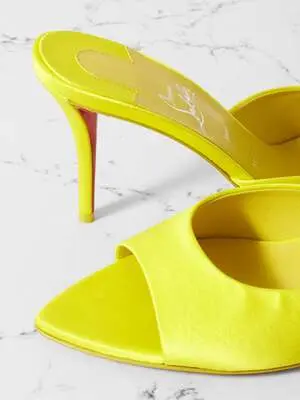 CHRISTIAN LOUBOUTIN Satin Mules - Yellow