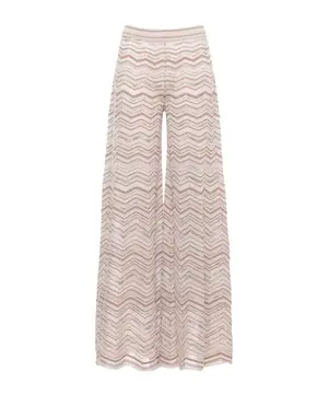 D.exterior Lurex Chevron Knitted Trousers - Light Brown
