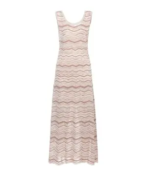 D.exterior Zigzag Knit Sleeveless Dress - Nude