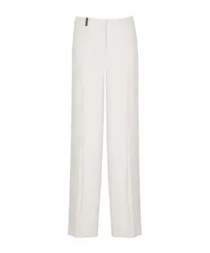 Peserico Ribbed Wide-leg Pants - Light Ivory