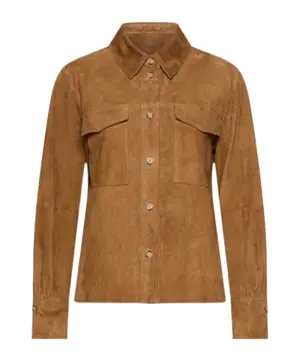 Marella Nubuck Long-sleeve Button-down Shirt