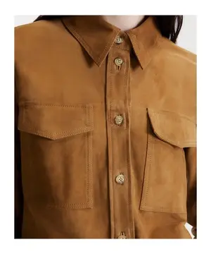 Marella Nubuck Long-sleeve Button-down Shirt