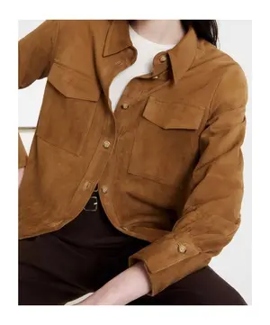 Marella Nubuck Long-sleeve Button-down Shirt