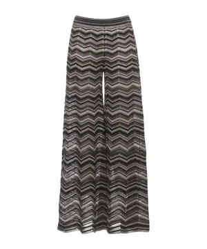 D.exterior Lurex Chevron Wide-leg Pants - Black