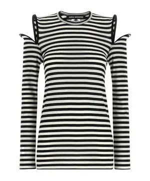 Junya Watanabe Cut-out Shoulder Striped T-shirt - Black/white