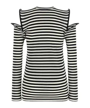 Junya Watanabe Cut-out Shoulder Striped T-shirt - Black/white