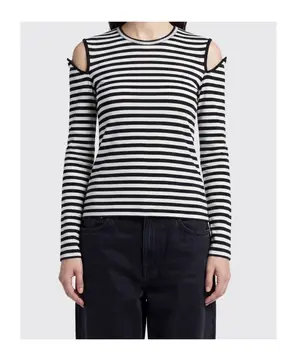 Junya Watanabe Cut-out Shoulder Striped T-shirt - Black/white