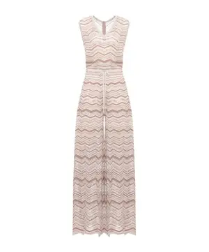 D.exterior Chevron Wide-leg Jumpsuit - Light Brown