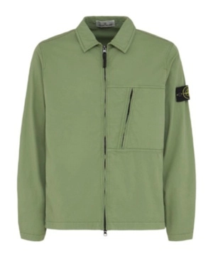 Stone Island Logo Detail Zip Up Coat