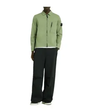 Stone Island Logo Detail Zip Up Coat