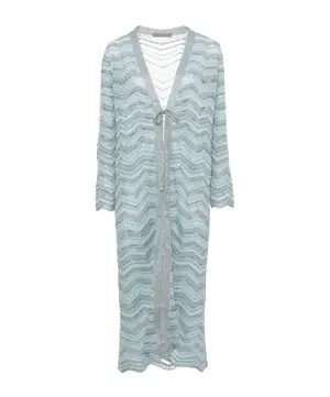 D.exterior Chevron Lurex Long Cardigan