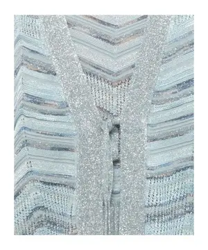 D.exterior Chevron Lurex Long Cardigan
