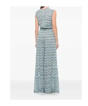 D.exterior Chevron Wide-leg Jumpsuit