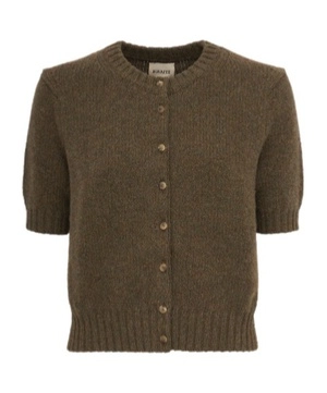 KHAITE Crewneck Shortsleeve Button Cardigan