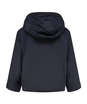 Moncler Hooded Logo Patch Cape Jacket - Blue