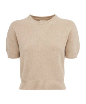 Khaite Crewneck Shortsleeve Knit Top - Nude