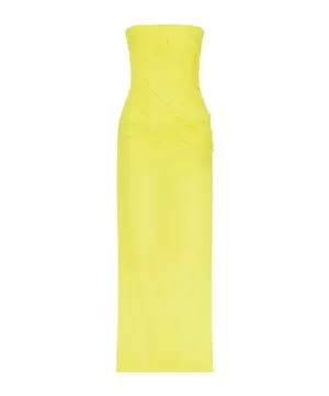 Alex Perry Strapless Ruched Maxi Dress - Yellow