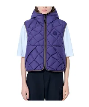 Moncler Armella Hooded Down Gilet - Purple